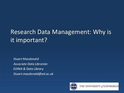 Research Data Management Why Is It Important