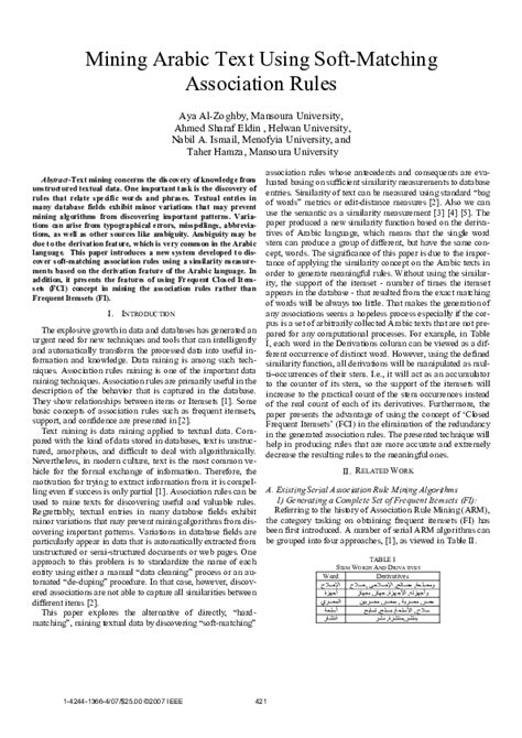 pdf mining arabic text using soft matching association rules