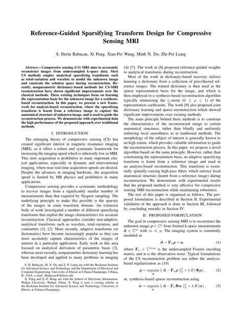 Pdf Reference Guided Sparsifying Transform Design For Compressive Sensing Mri