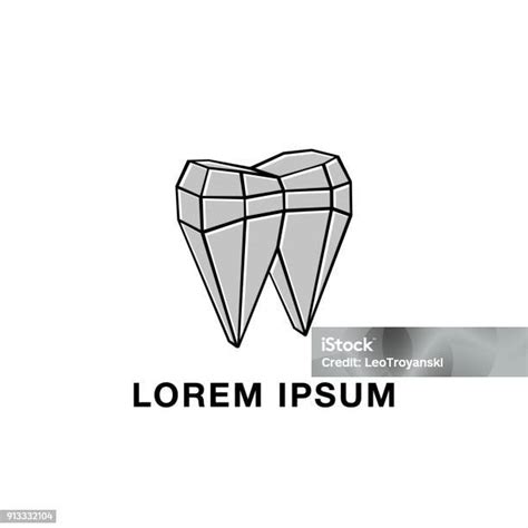 다각형 메쉬 및 치아 추상 아이콘입니다 회색 낮은 폴 리 치아 엠 블 렘 명함 브랜딩 및 기업의 정체성에 대 한 서식 파일 이빨에 대한 스톡 벡터 아트 및 기타 이미지