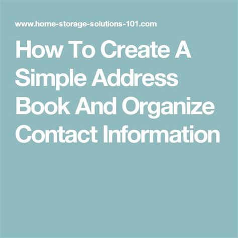 How To Create A Simple Address Book And Organize Contact Information Organization Address
