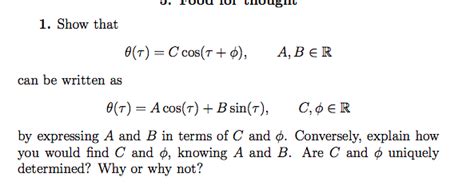 solved 1 show that θ r c cos t φ a b r can be
