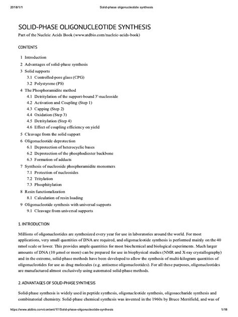 Solid Phase Oligonucleotide Synthesis Pdf