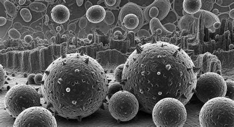 Microscopic View Of Pathogens And Biological Structures Stock