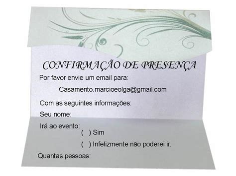 Casamento De Marcio And Olga Confirmação De Presença