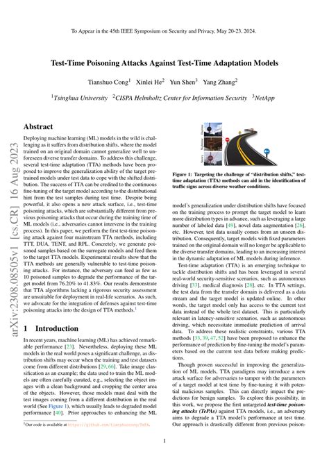 Pdf Test Time Poisoning Attacks Against Test Time Adaptation Models