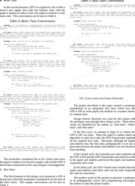 Table 4 From Reigning In Gpt 4 To Tutor Java Programming Pupils And