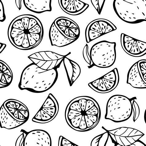 Premium Vector Vector Seamless Pattern With Graphic Doodle Lemons On