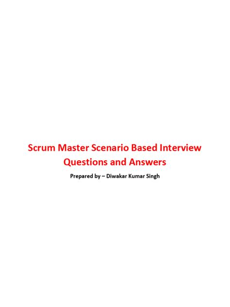 Scrum Master Scenario Based Interview Qanda Pdf Scrum Software