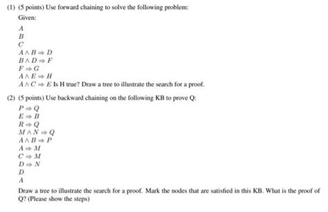 Solved 1 5 Points Use Forward Chaining To Solve The