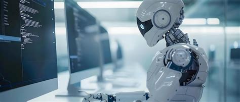 premium photo a futuristic scene in a hightech lab a white humanoid