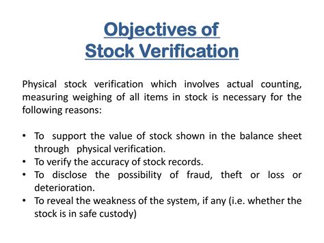 Methods Of Stock Verification Ppt Free Download