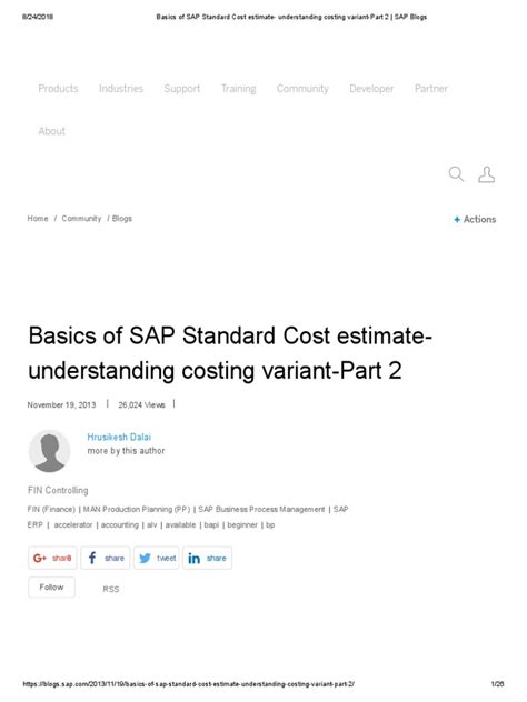 3 Basics Of Sap Standard Cost Estimate Understanding Costing Variant Part 2 Sap Blogs