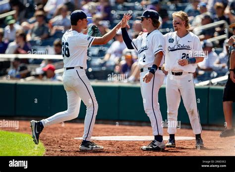 Oral Roberts Pitcher Cade Denton 36 Slaps Hands With Dylan Wipperman