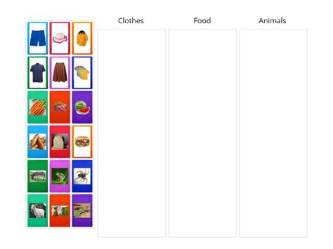 Kb2 Clothes Food Farm Animals Categorize