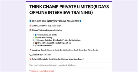 🚀 Unlock Your Potential With Think Champ Private Limited Exclusive Interview Training Shaik