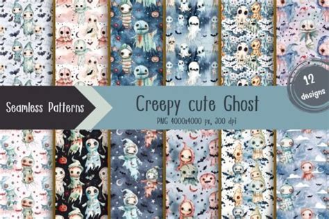 Creepy Cute Ghost Seamless Pattern Graphic By PannArtz Design Creative Fabrica