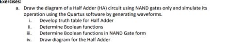 Solved Exercises Draw The Diagram Of A Half Adder Ha
