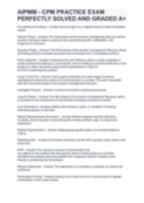 SOLUTION Aipmm Cpm Practice Exam Perfectly Solved And Graded A Studypool