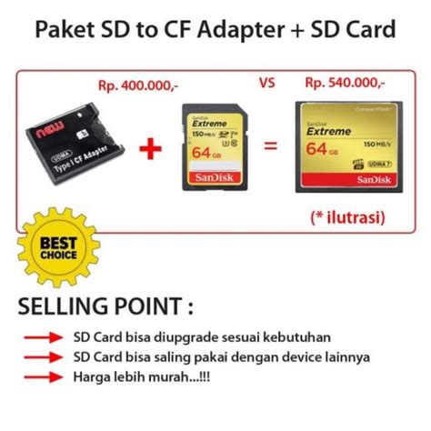 Jual Paket Memory Sandisk Compact Flash CF Card Ultra 64gb Adapter Sd Card Shopee Indonesia