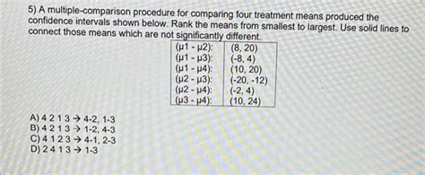 solved 5 a multiple comparison procedure for comparing four