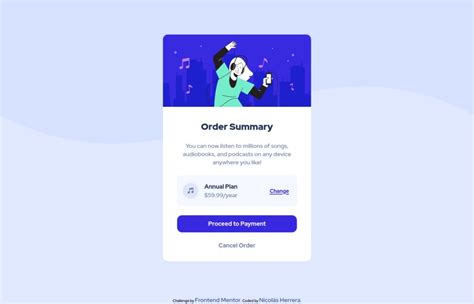 frontend mentor order summary card component using html and css