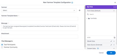 Viva Engage Template Configuration Screen