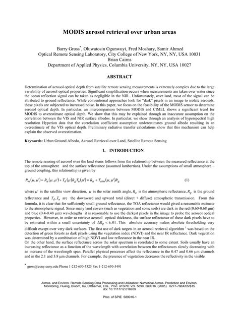 pdf modis aerosol retrieval over urban areas