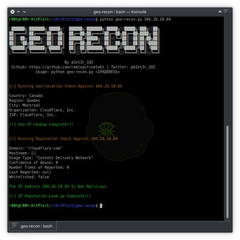 Geo Recon An Osint Cli Tool Desgined To Fast Track Ip Reputation And Geo Locaton Look Up For