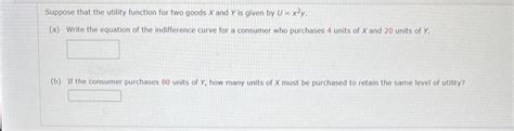 Solved Suppose That The Utility Function For Two Goods