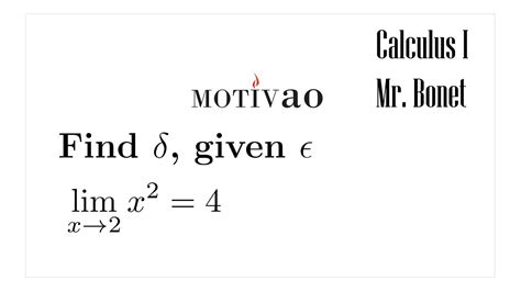 Calculus Find Delta Given Epsilon Example Of Limit Square Function Youtube