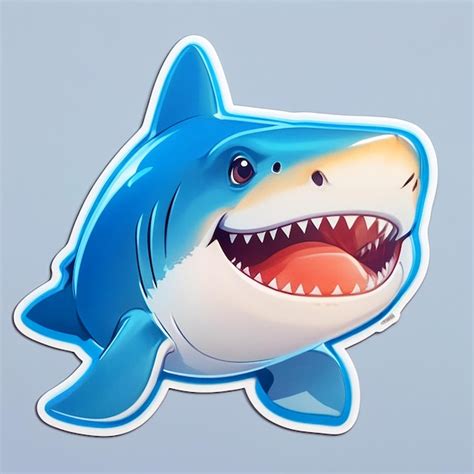 Premium Photo A Nice Smiling Shark Vectorstyle Sticker Image 1