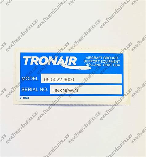 V-1003: Label, Serial Number | Proserv Aviation