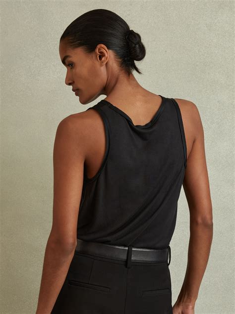Reiss Black Riley Silk Front Vest