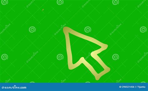Animated Golden Symbol Of Mouse Cursor Arrow With Rays Clicks Icon In Sketch Style Stock