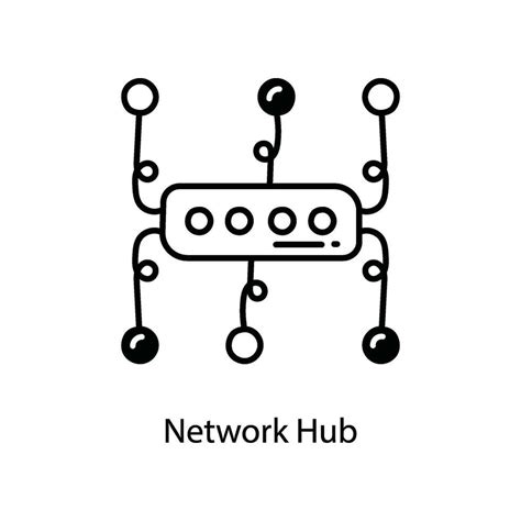 Network Hub Doodle Icon Design Illustration Networking Symbol On White