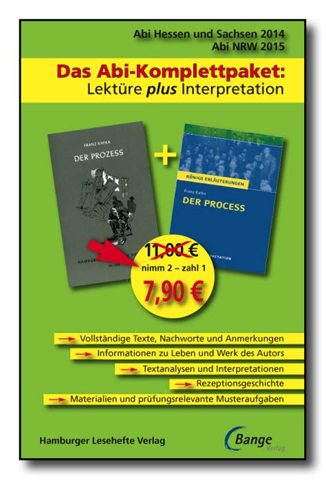 Kafka Franz Der Prozess Der Proceß Das Abi Komplettpaket Lektüre