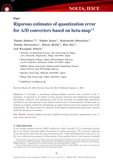 Pdf Rigorous Estimates Of Quantization Error For Ad Converters Based On Beta Map