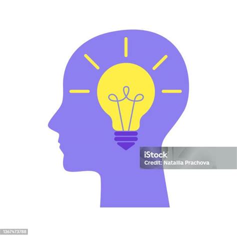 전구 램프로 인간의 머리를 생각 프로파일 기호 창의성 아이디어 마음 생각 혁신 지식 솔루션 전구에 대한 스톡 벡터 아트 및 기타 이미지 Istock