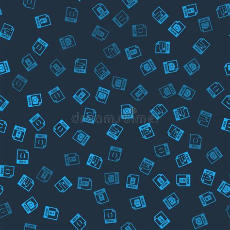 set wav file document m3u raw and css on seamless pattern vector