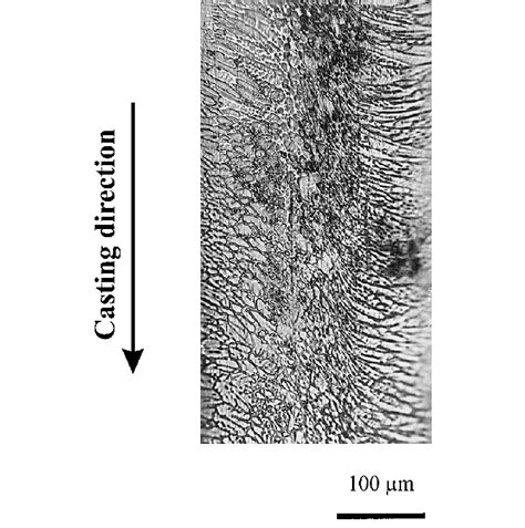Microstructure In Longitudinal Direction Of The As Cast Strip Showing