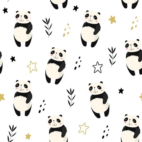 Premium Vector Vector Seamless Pattern With Pandas