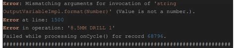 Mismatching Arguments For Invocation Of String Outputvariableimpl Format Number Error While