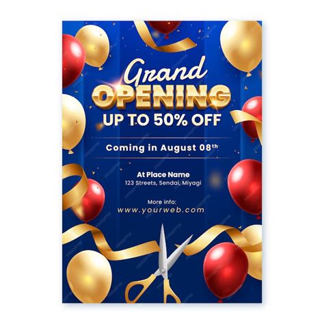 그레이디언트 그랜드 오프닝 포스터 템플릿 프리미엄 벡터