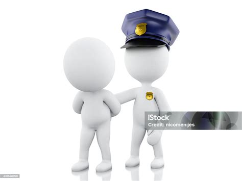 3d 경찰관은 흰색 배경에 대한 도둑을 체포 3차원 형태에 대한 스톡 사진 및 기타 이미지 3차원 형태 갇힌 감시 Istock