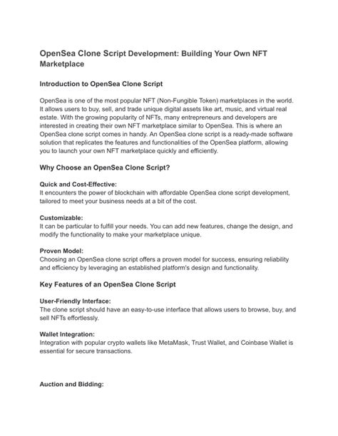 ppt opensea clone script development building your own nft