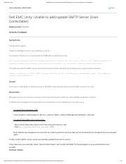 Troubleshooting Dell EMC Unity SMTP Server Configuration Course Hero