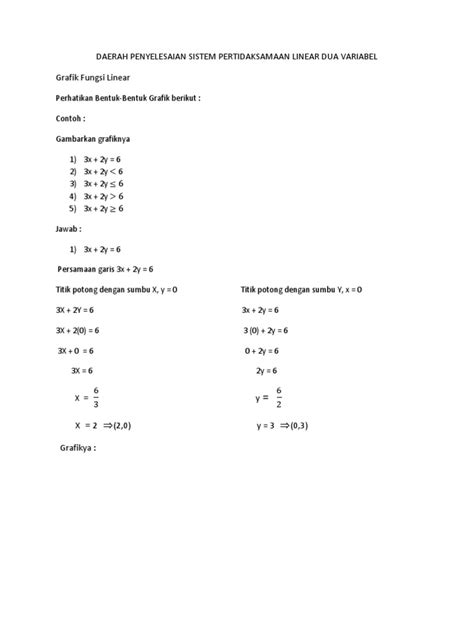 Daerah Penyelesaian Sistem Pertidaksamaan Linear Dua Variabel Dikonversi Pdf