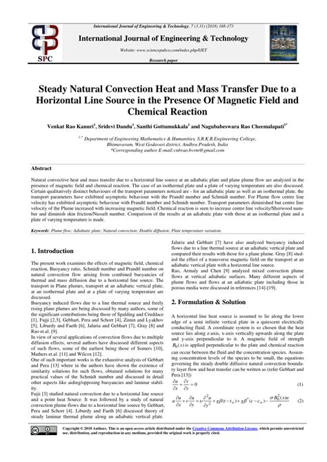 Pdf Steady Natural Convection Heat And Mass Transfer Due To A Horizontal Line Source In The