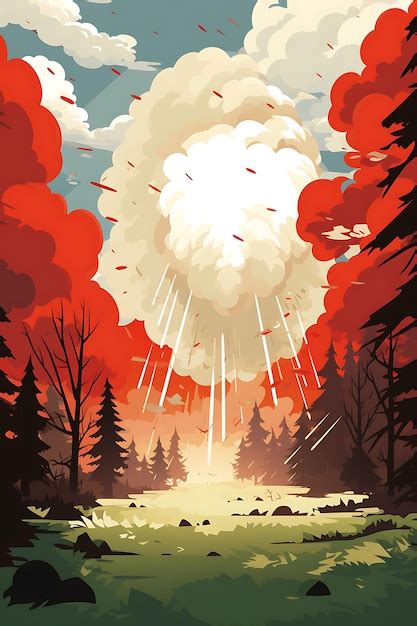 Premium Photo Artillery Shell Explosion In A Forest Clearing Earthy